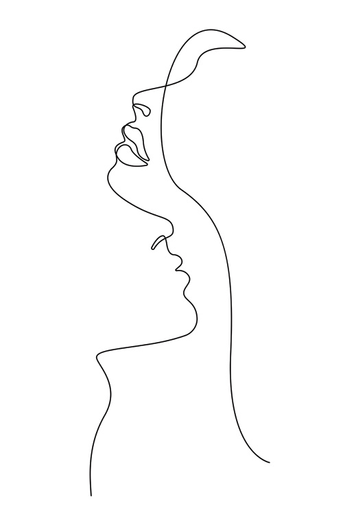 Egyvonalas rajz - csók 6 - Vászonkép Nyomda