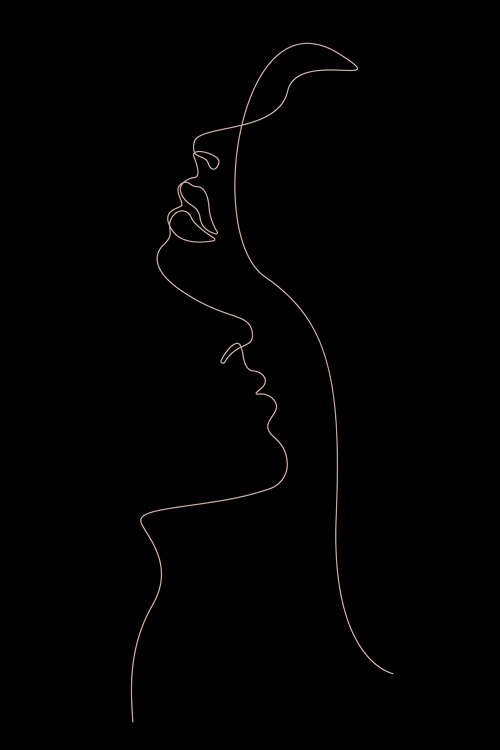 Egyvonalas rajz - csók 9 - Vászonkép Nyomda