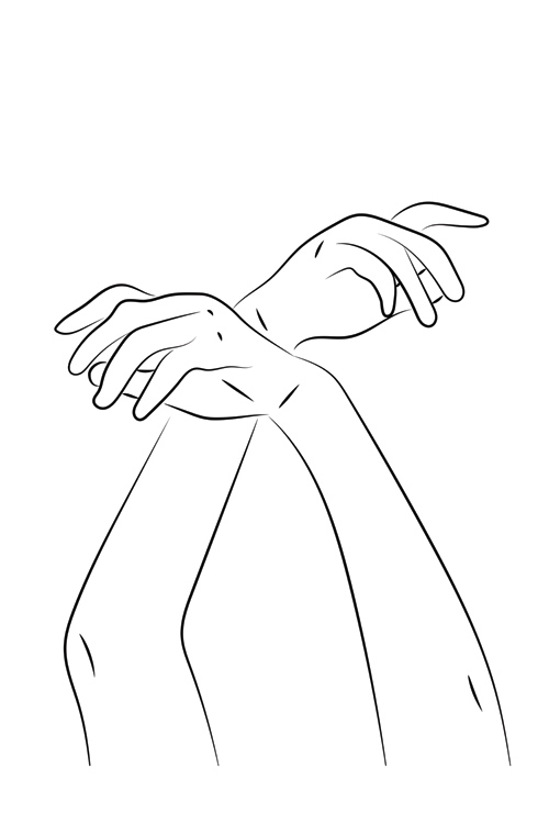 Egyvonalas rajz kezek - szett 1 3/3 - Vászonkép Nyomda